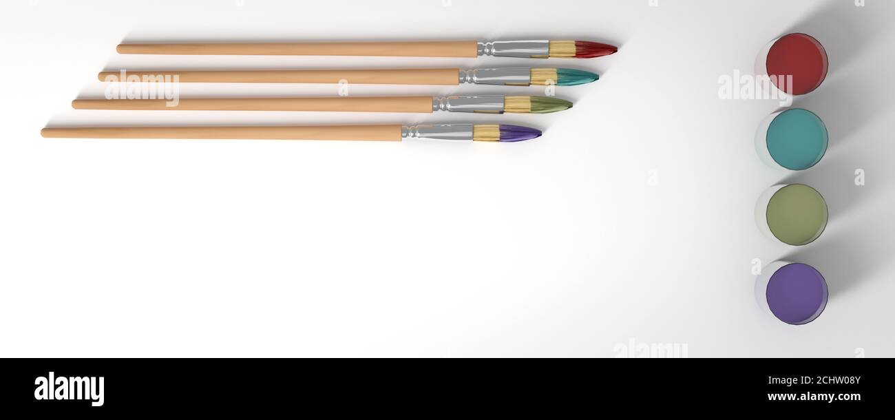 3d illustration of paint brushes Stock Photo - Alamy