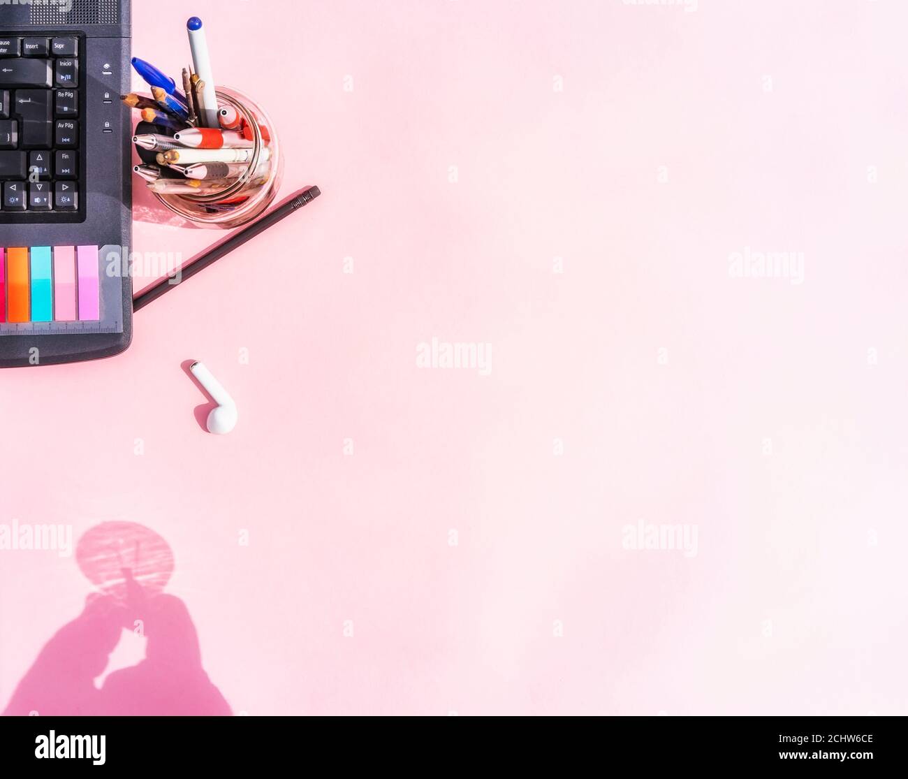 organization and creativity concept, stationery and other items related ...