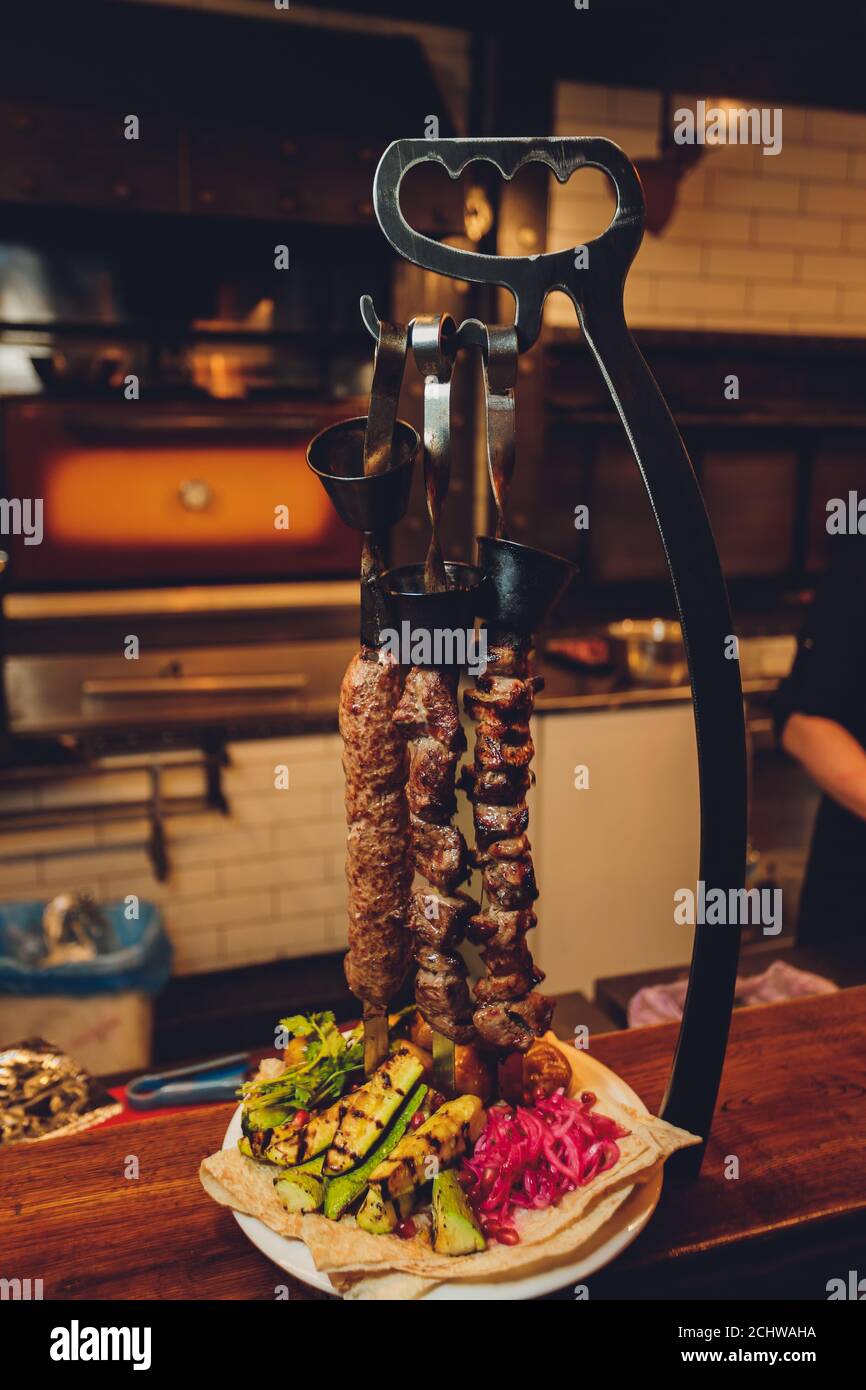 Grilled vegetables platter. Summer snack, grill bar, tasty barbecue ...