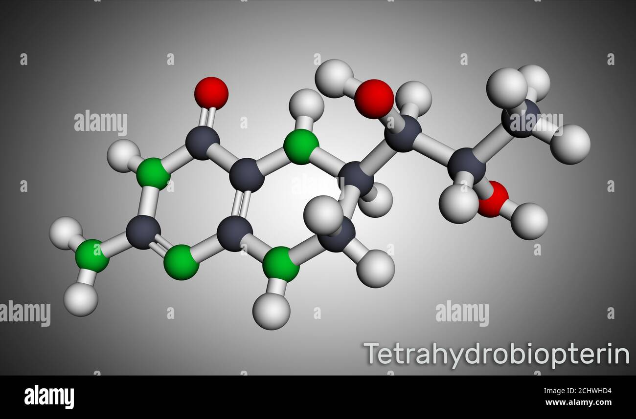 Tetrahydrobiopterin, BH4, THB, sapropterin molecule. It has role as ...