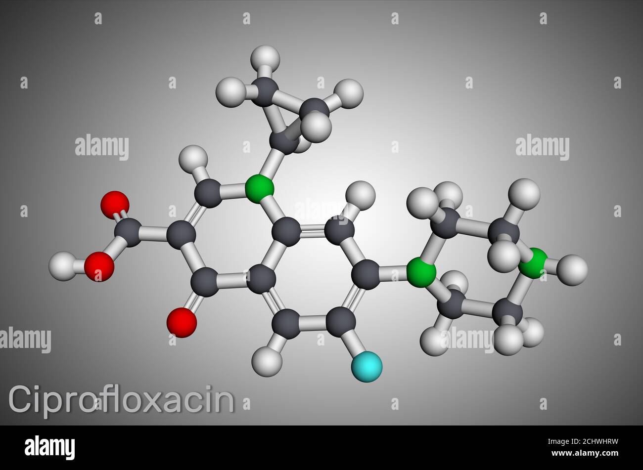 Ciprofloxacin, quinolone molecule. It is a synthetic broad spectrum ...