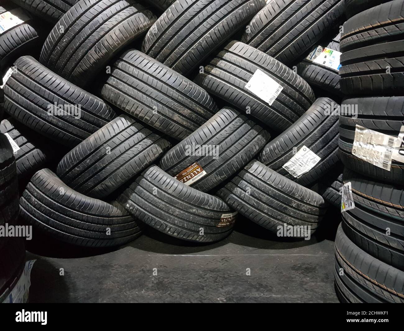 Car tyre warehouse Stock Photo - Alamy