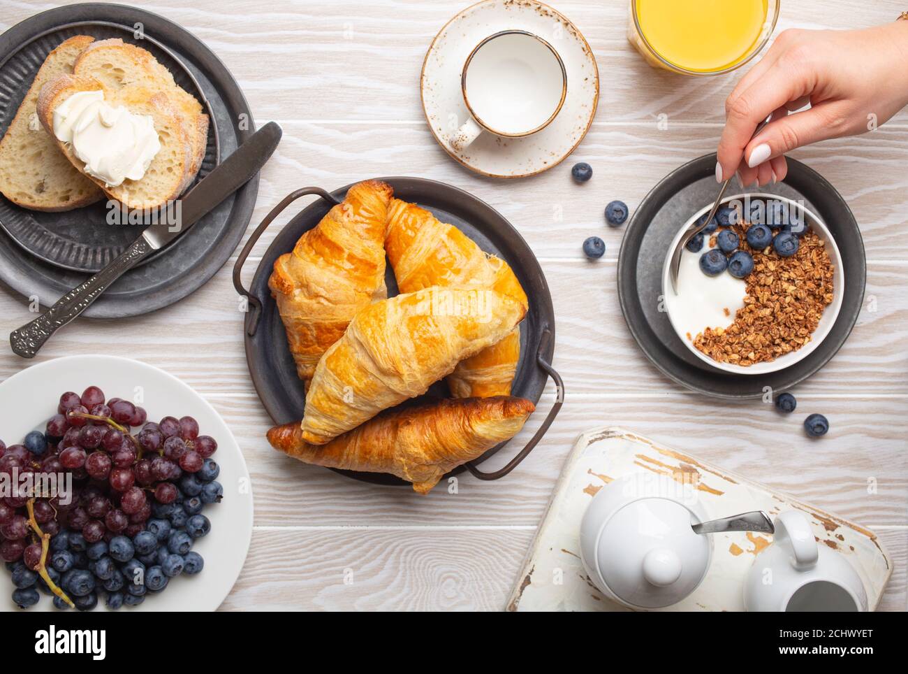 Continental Breakfast Table Setting Hotel High Resolution Stock ...