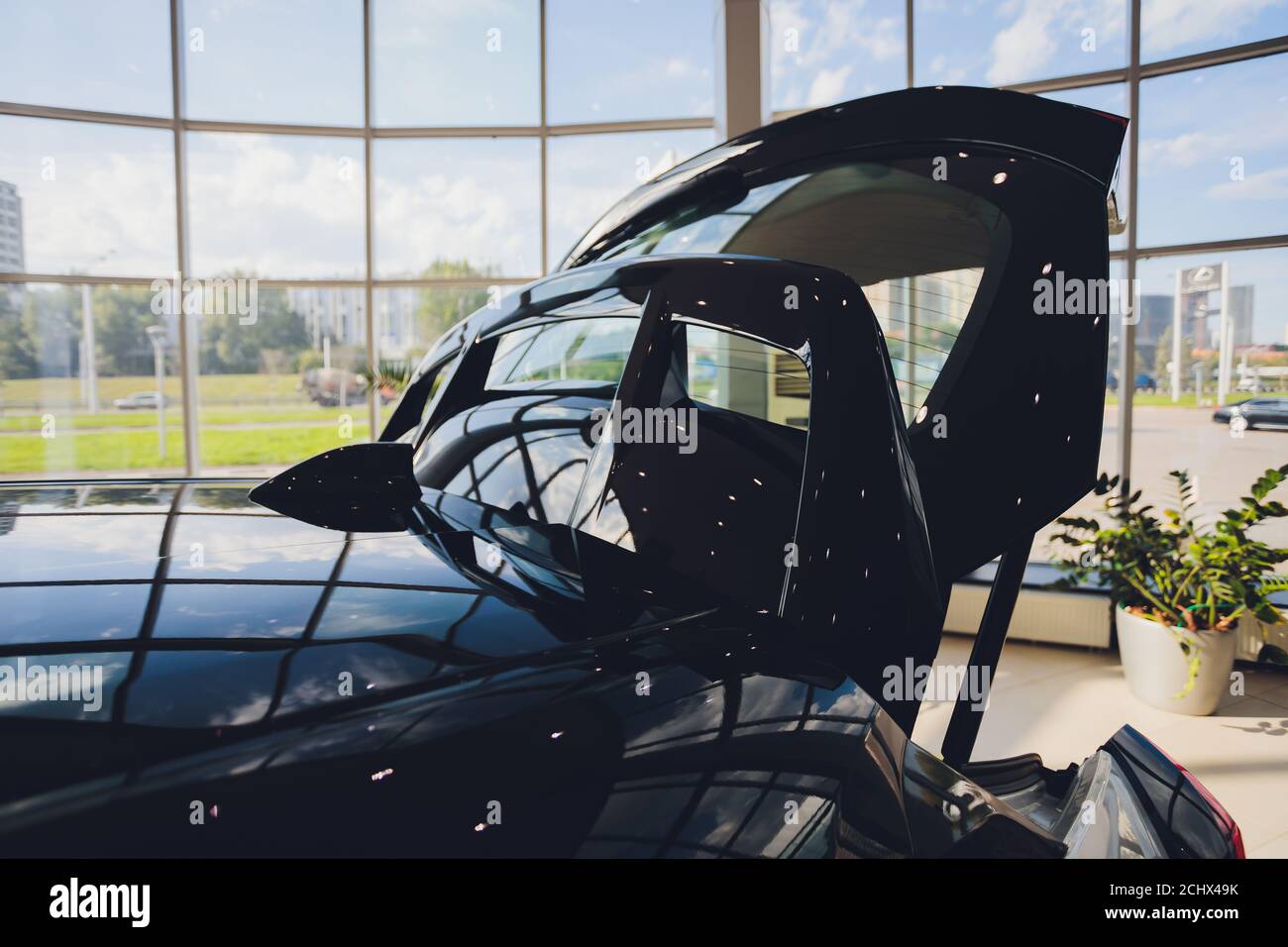 Open back door car indoor SUV close-up Stock Photo - Alamy