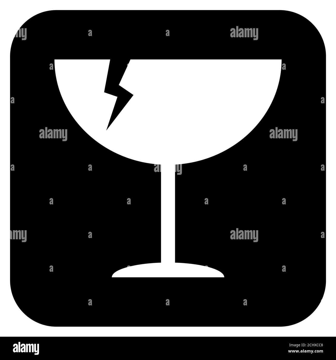 Fragile flat icon with crack isolated on black background. Fragile ...