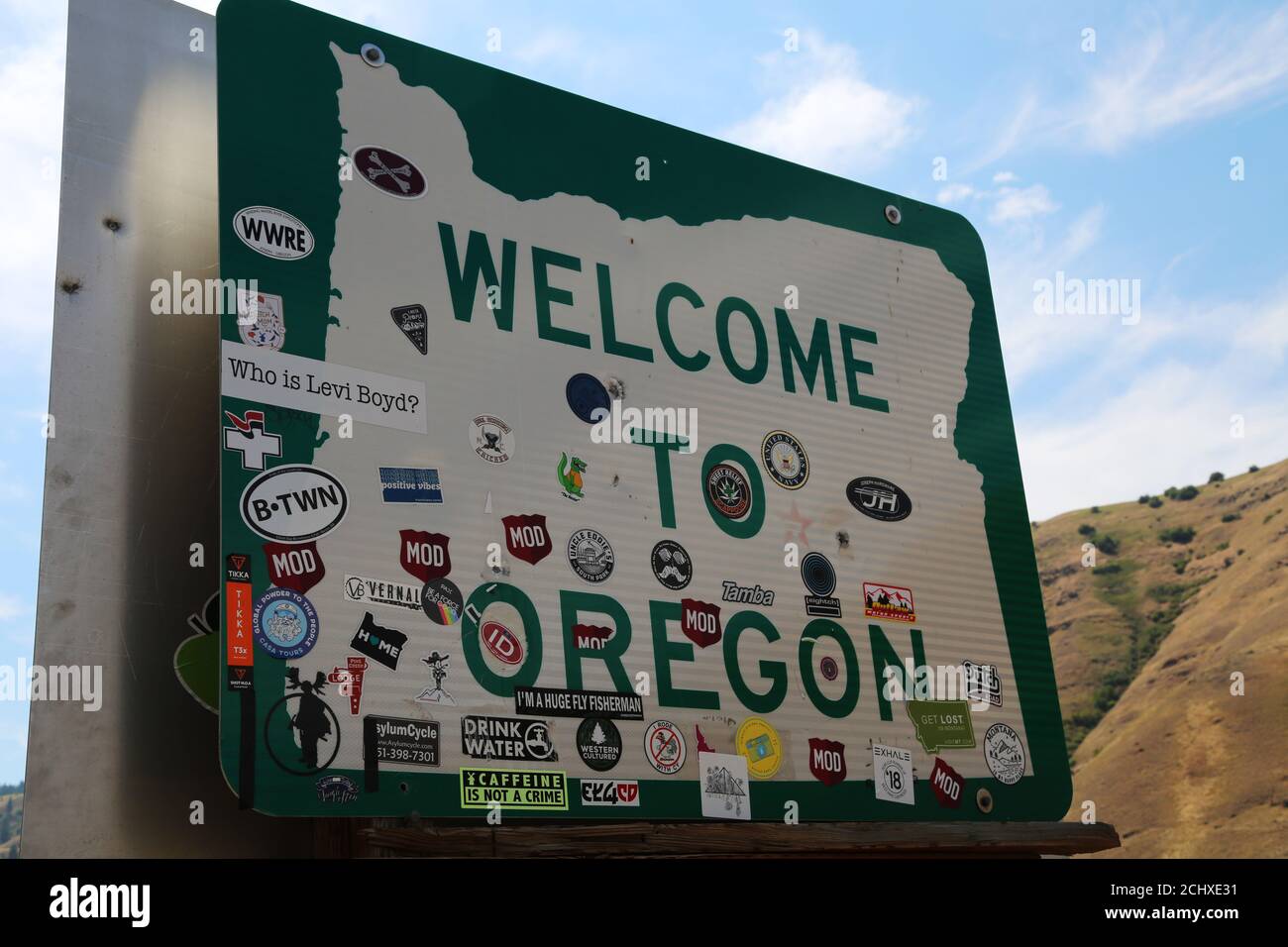 Welcome to Oregon state sign from Washington Stock Photo - Alamy