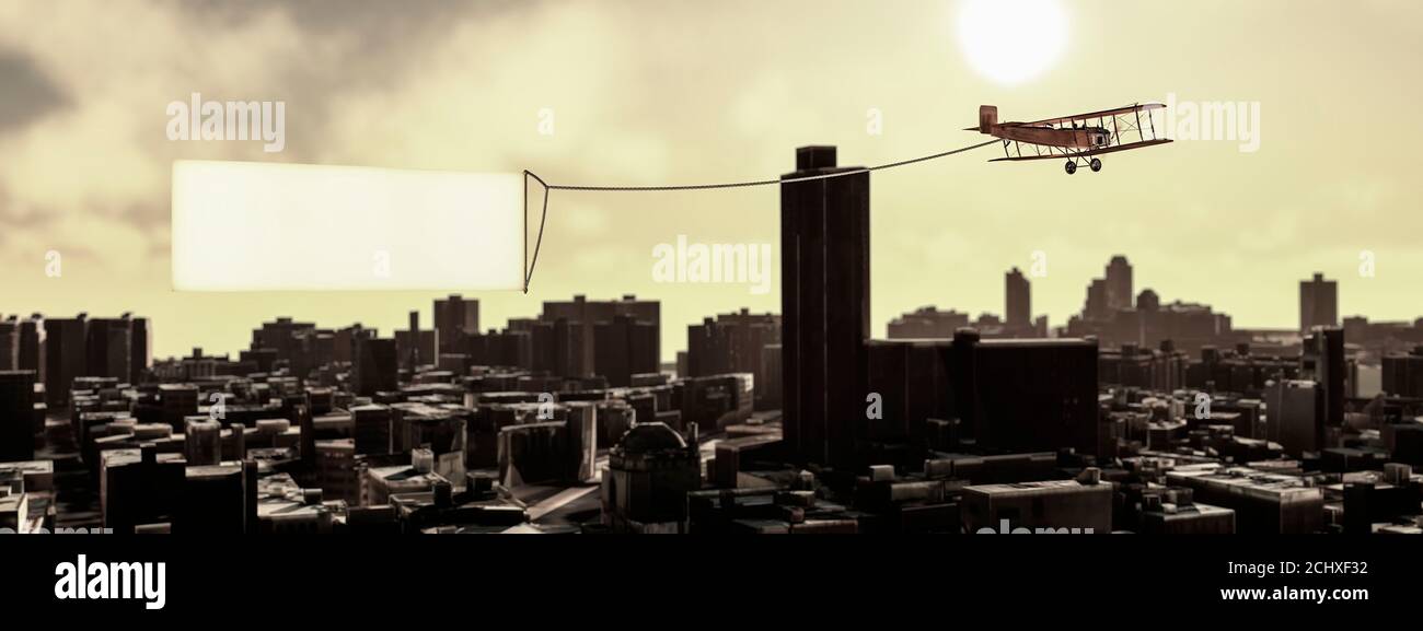 Biplane advertising banner sign hi-res stock photography and images - Alamy