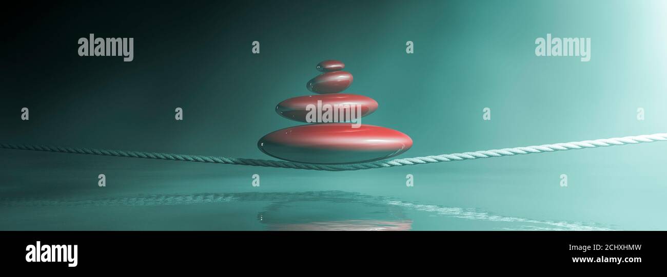 concept of balance and stability, rope,3d illustration Stock Photo - Alamy
