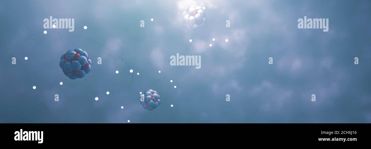 3D illustration of an atom in different colors Stock Photo - Alamy