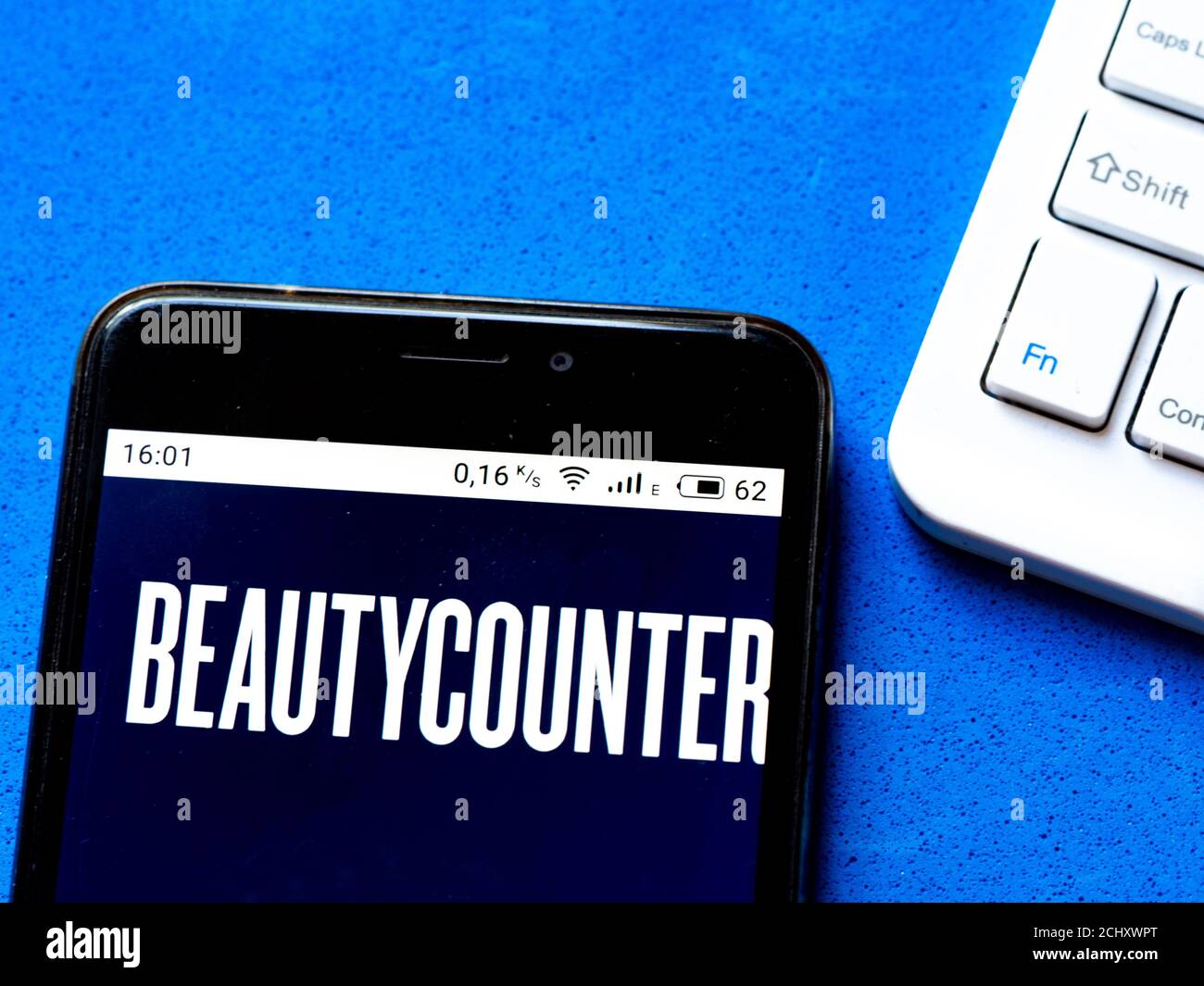 In this photo illustration a Beautycounter logo seen displayed on a ...