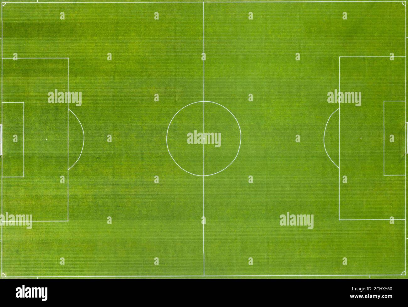 Soccer field with white markings. Top view Stock Photo - Alamy