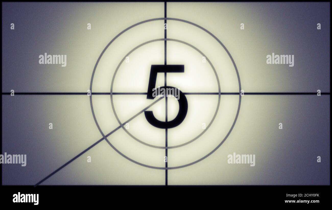 monochrome retro movie countdown background Stock Photo - Alamy