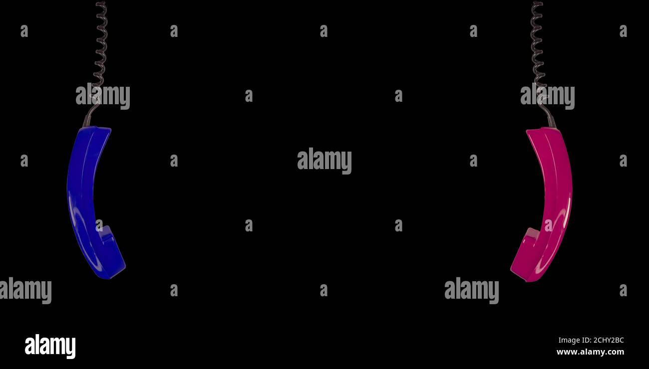 Analog phone isolated on black background. Communications assistance ...