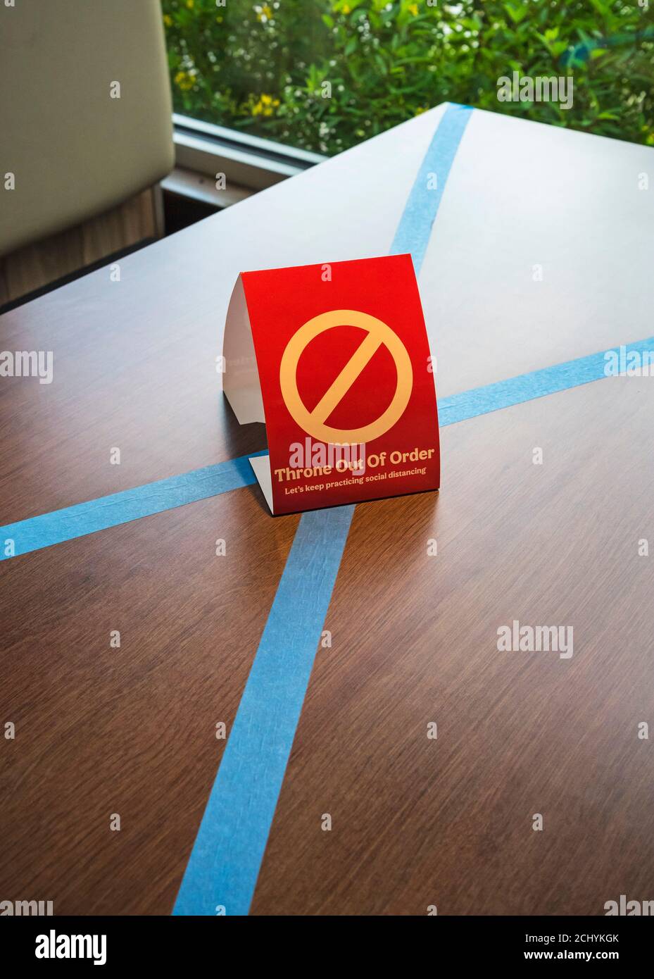 Social distancing designated table at a fast food restaurant in Florida ...