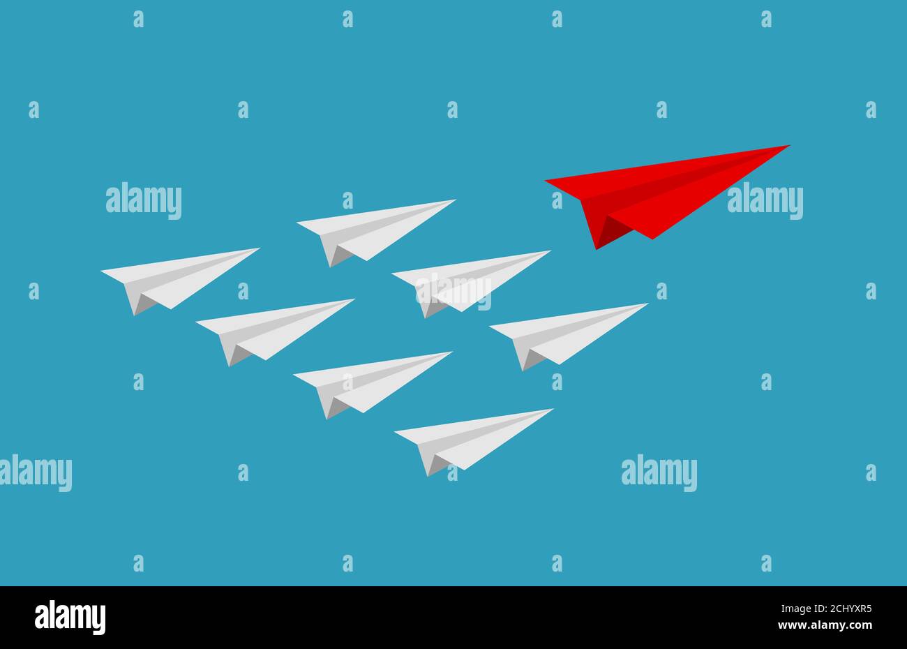 Group of paper planes against the sky. Illustration of leadership and ...