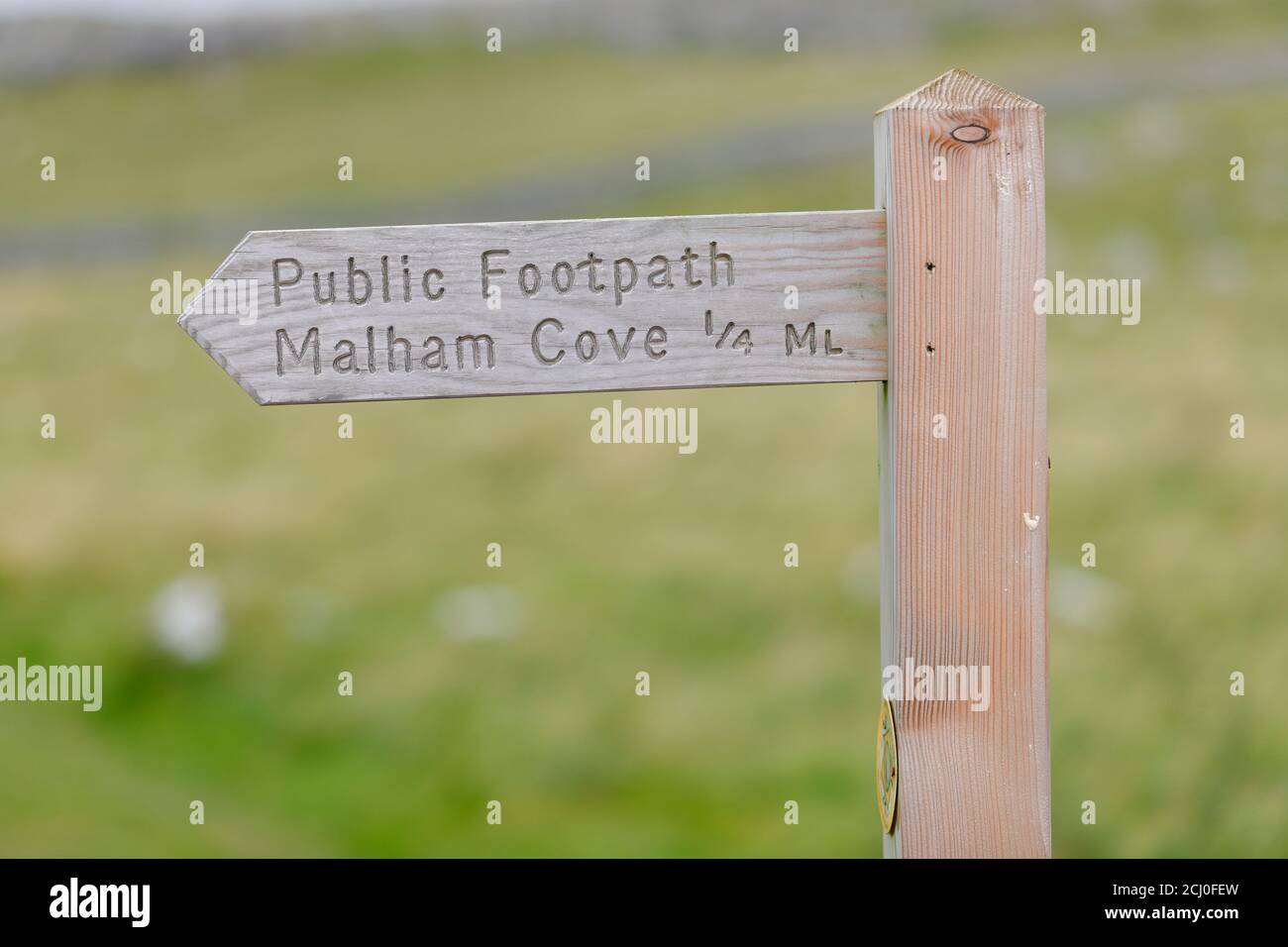 Public Footpath sign to Malham Cove in the Yorkshire Dales National ...
