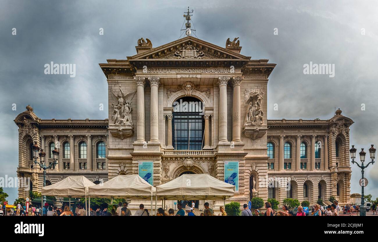 MONACO - AUGUST 13: Facade of the Oceanographic Museum of Monaco ...