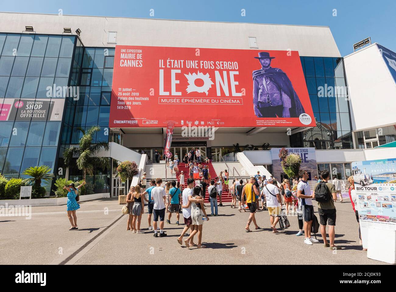 CANNES, FRANCE - AUGUST 15: Main entrance of the Palais des Festivals ...