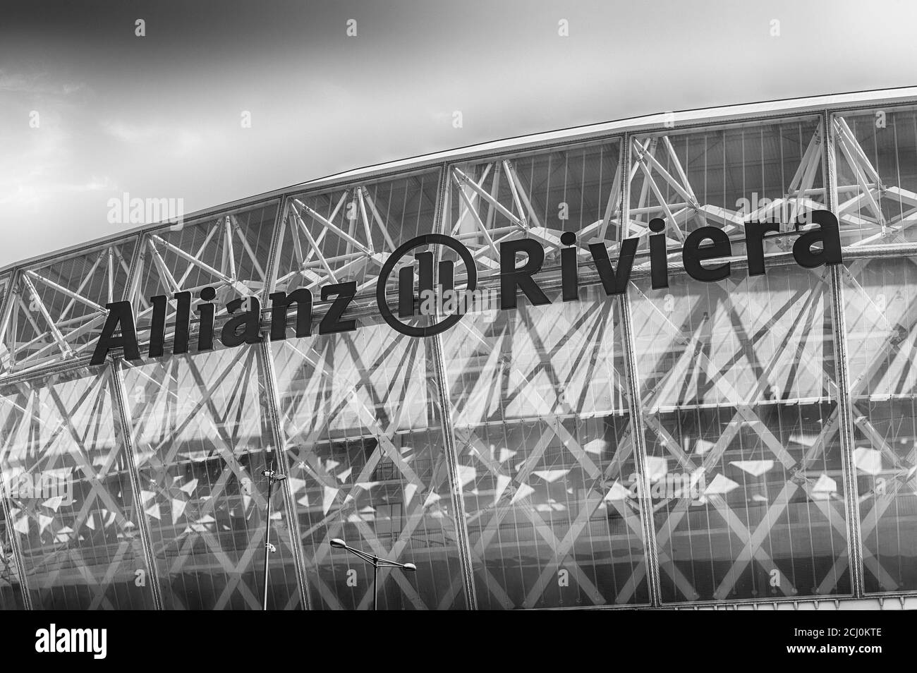 NICE, FRANCE - AUGUST 16: Exterior view of Allianz Riviera Stade de ...