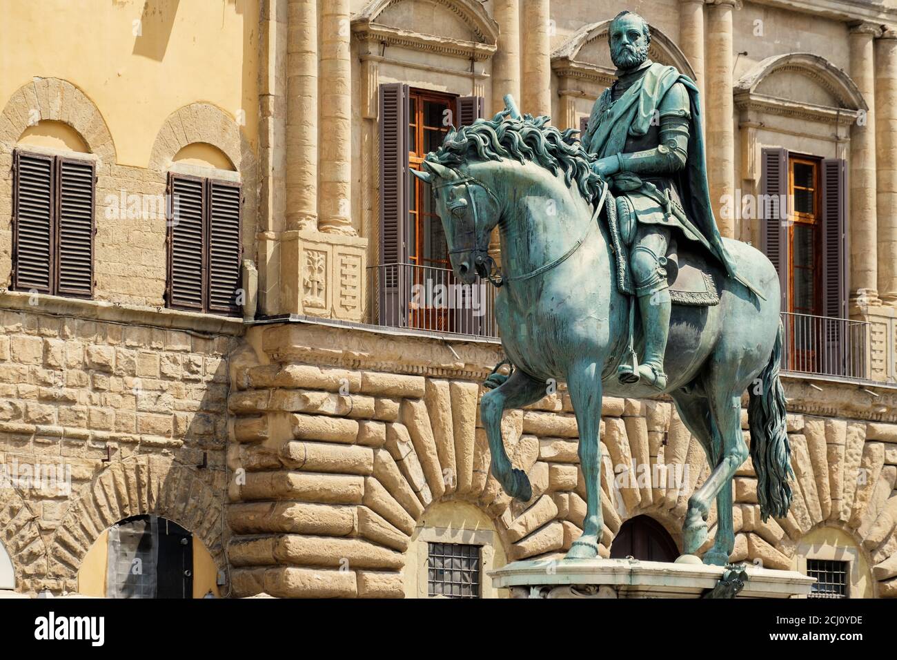 Bronze statue of Cosimo I de Medici by the artist Giambologna at Piazza ...