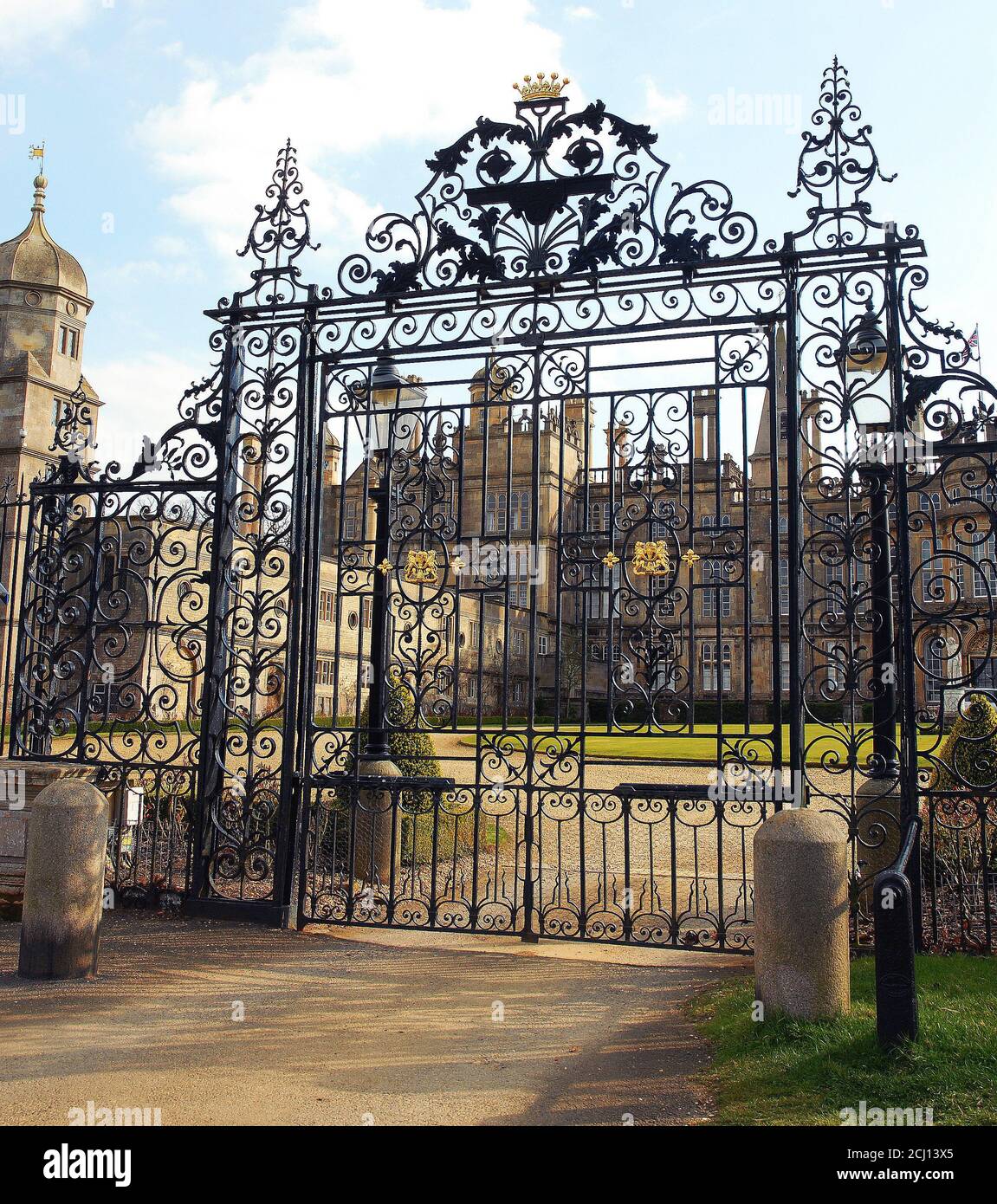 Early 18C wrought iron gates at Burghley House by Jean Tijou Stock ...