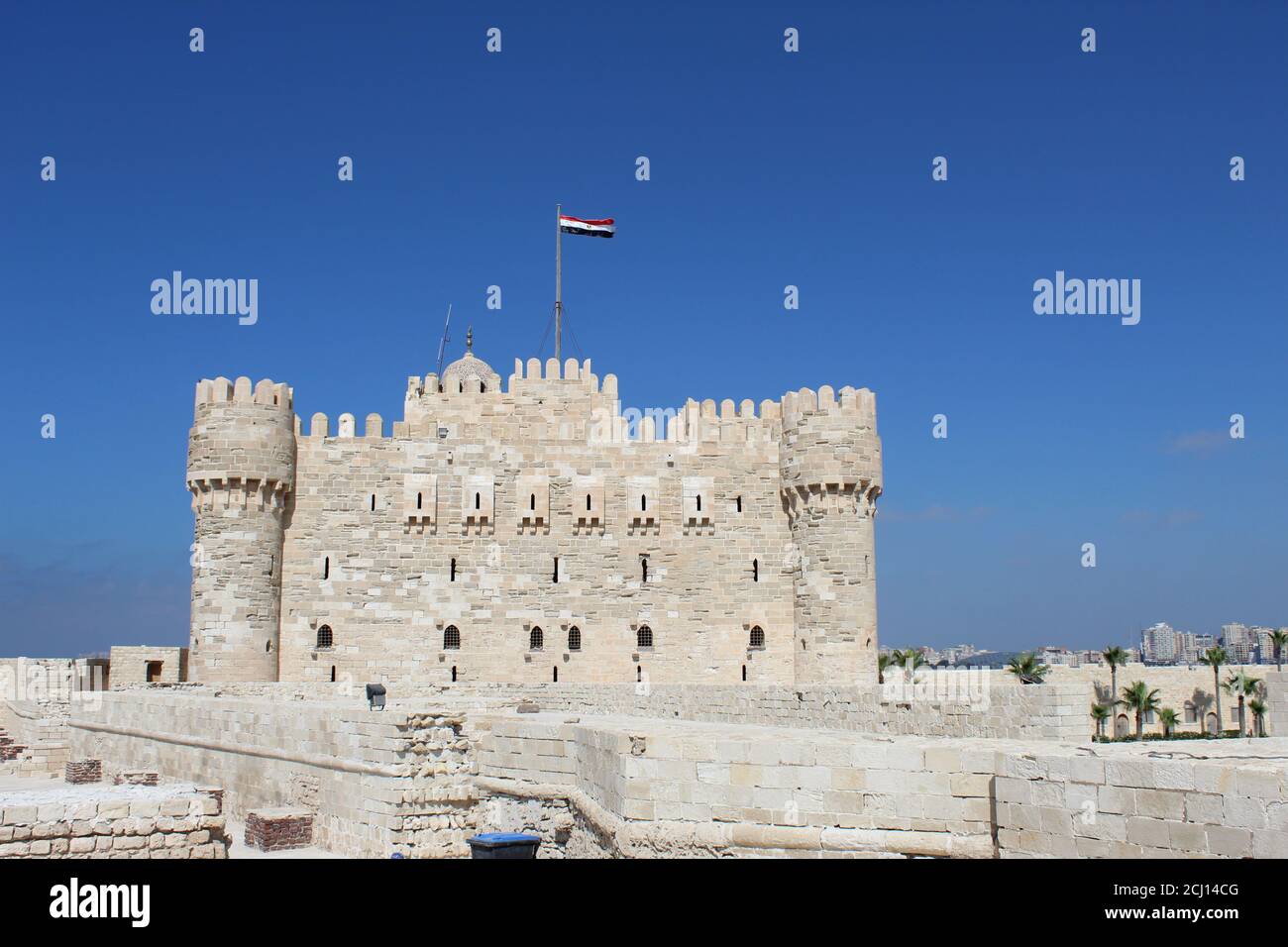 Front view of The Citadel of Qaitbay Qaitbay Fort, Is a 15th century ...