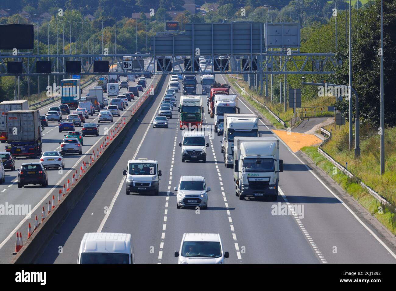 Traffic on the M62 between Leeds & Bradford at Junctions 27 & 26 Stock ...