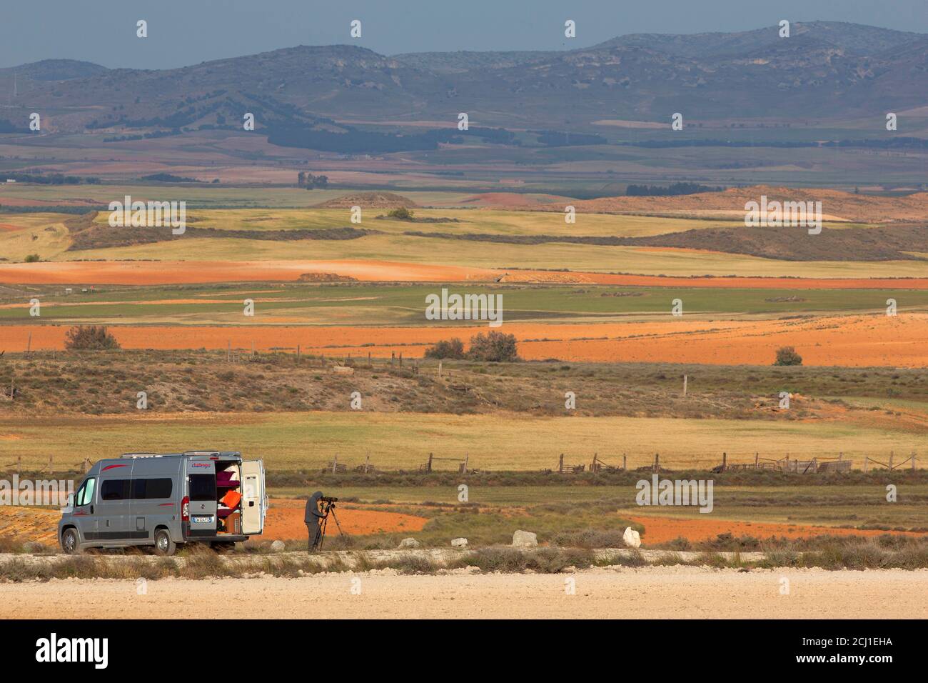 nature photographer at the Steppes of Belchite, Spain, Aragon, El ...
