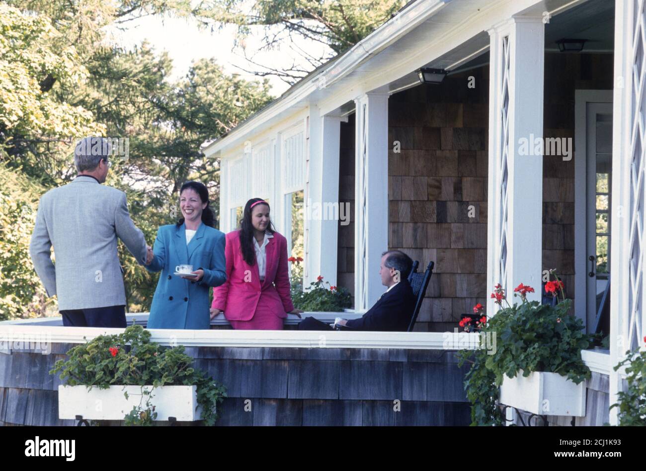 Conference Attendees Enjoying the Outdoor Deck at a Resort Hotel in ...