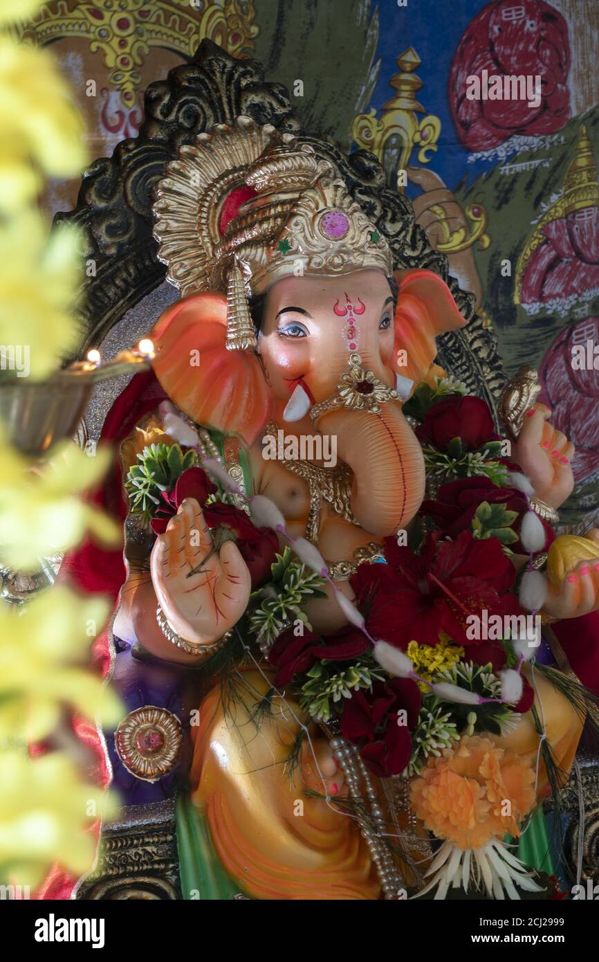Closeup shot of Ganpati Bappa statue Stock Photo - Alamy