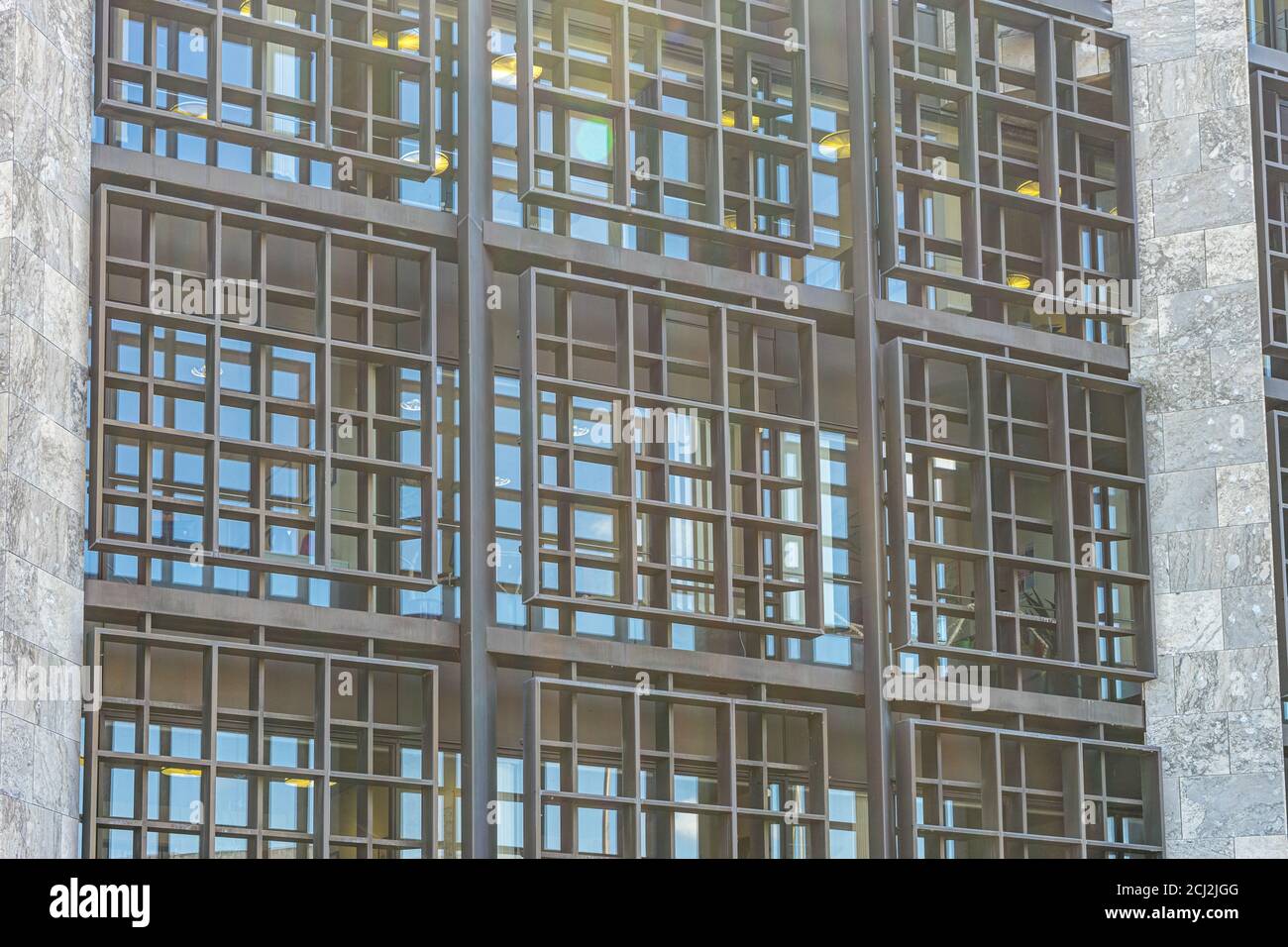 Closeup shot of a facade of Mainzer Rathaus city hall in Mainz, Germany ...