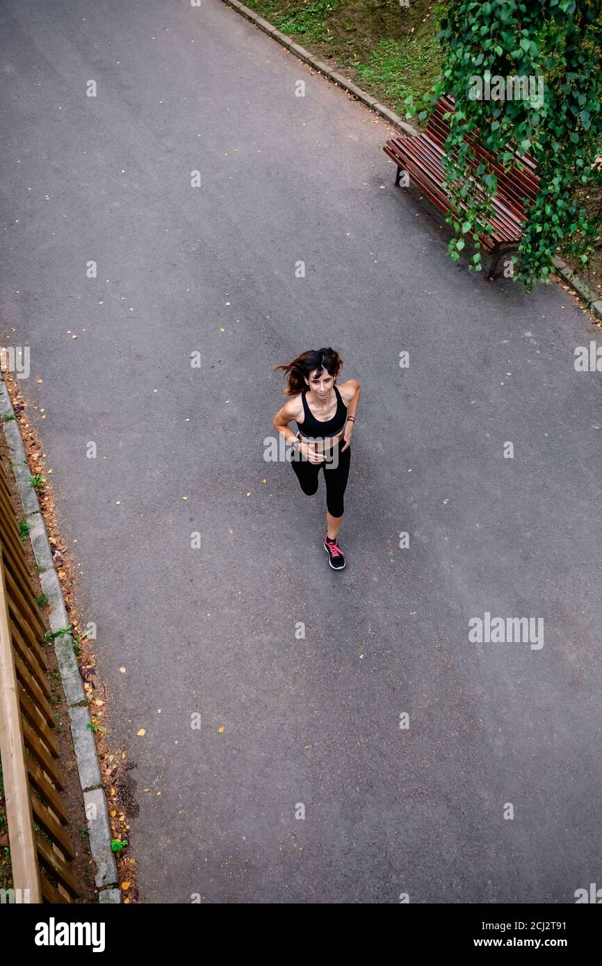 Aerial view of female runner Stock Photo - Alamy