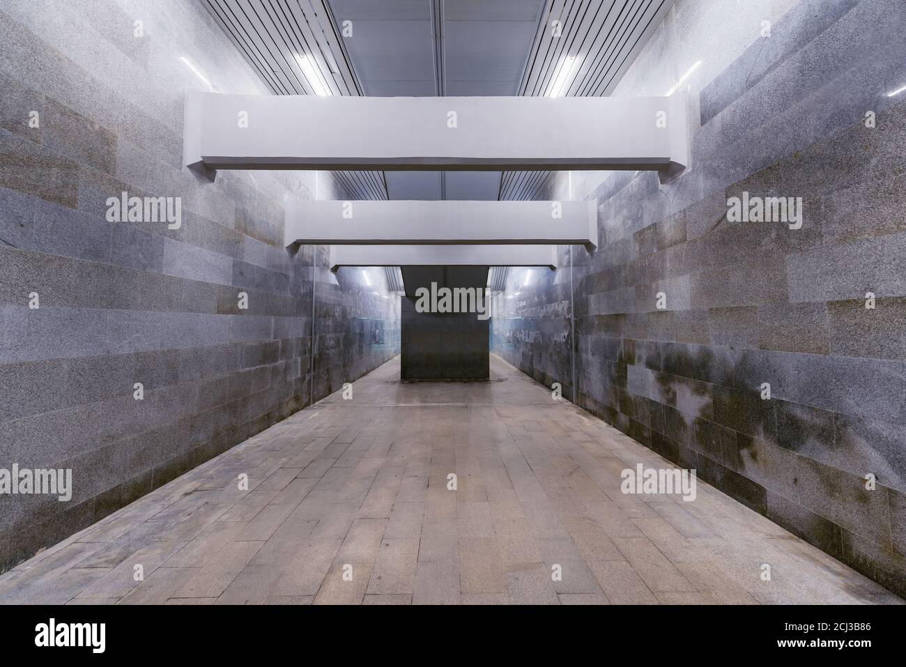 Marble underground corridor to the railway station platform Stock Photo ...