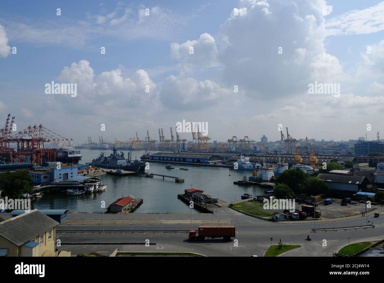 Sri Lanka Colombo - View from Sambodhi Chaithya Temple to Sea Port of ...