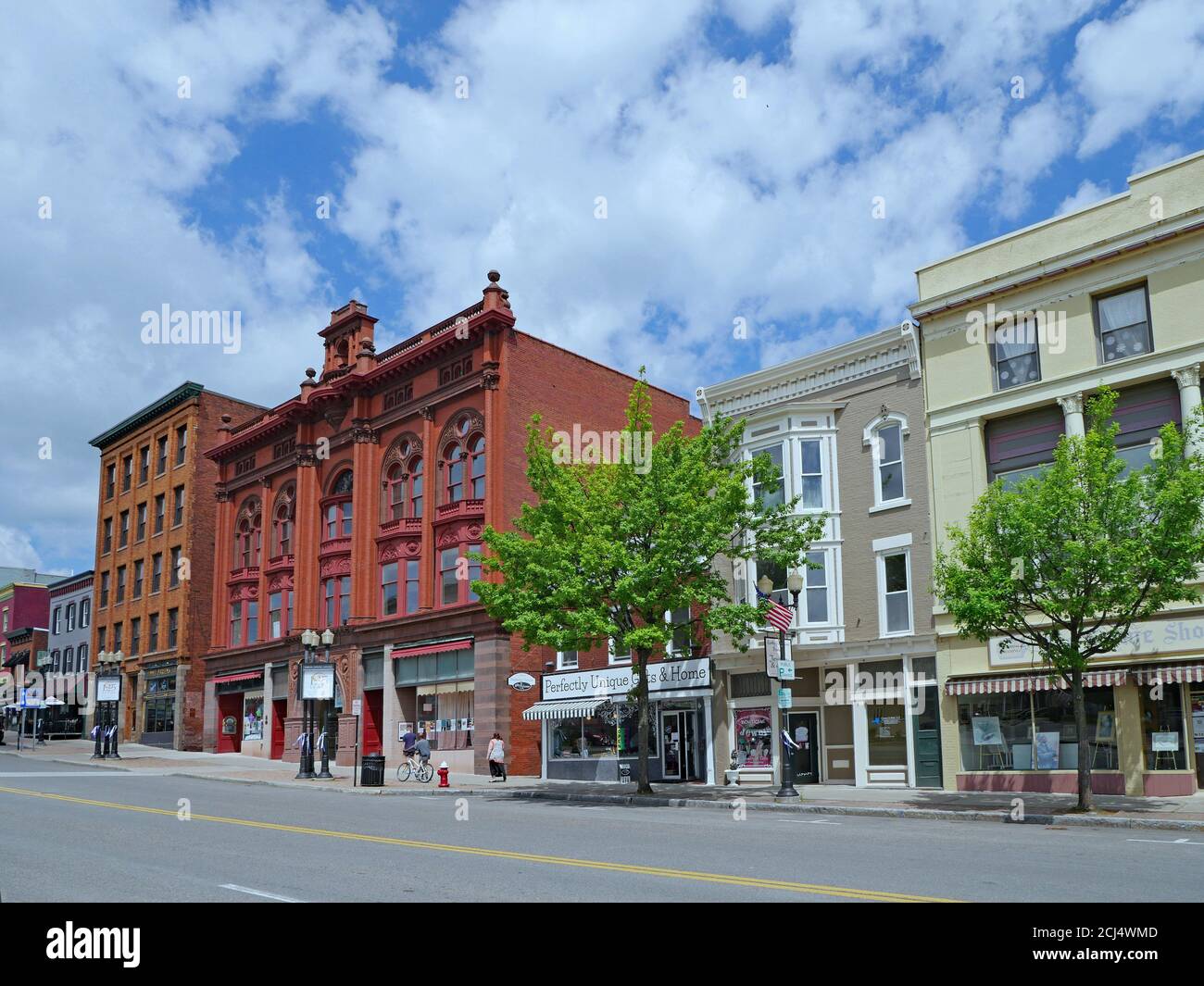 Geneva, NY, USA - May 25, 2019: Well preserved 19th century buildings ...