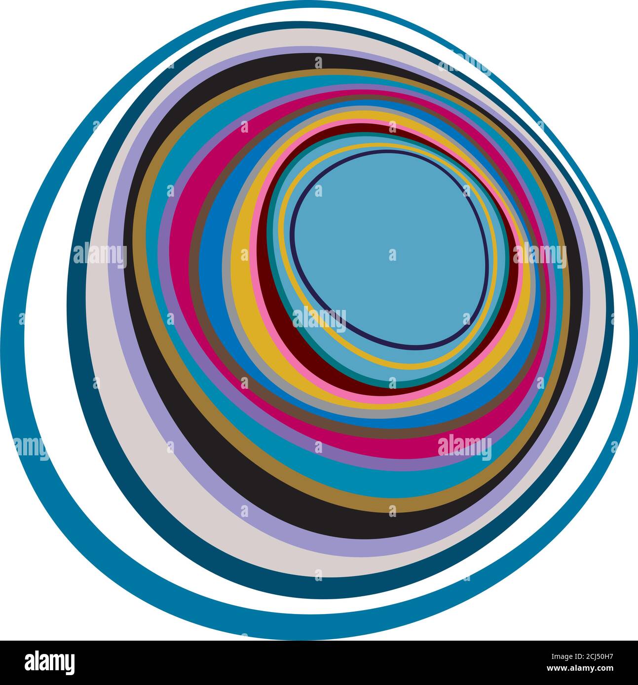 Multi-color abstract radial, concentric spiral, swirl, twirl and vortex ...