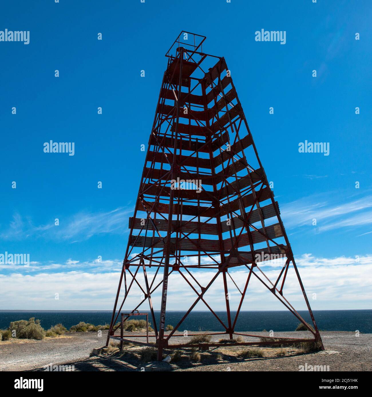 Camino Light, old lighthouse, square pyramidal skeletal tower in Puerto ...