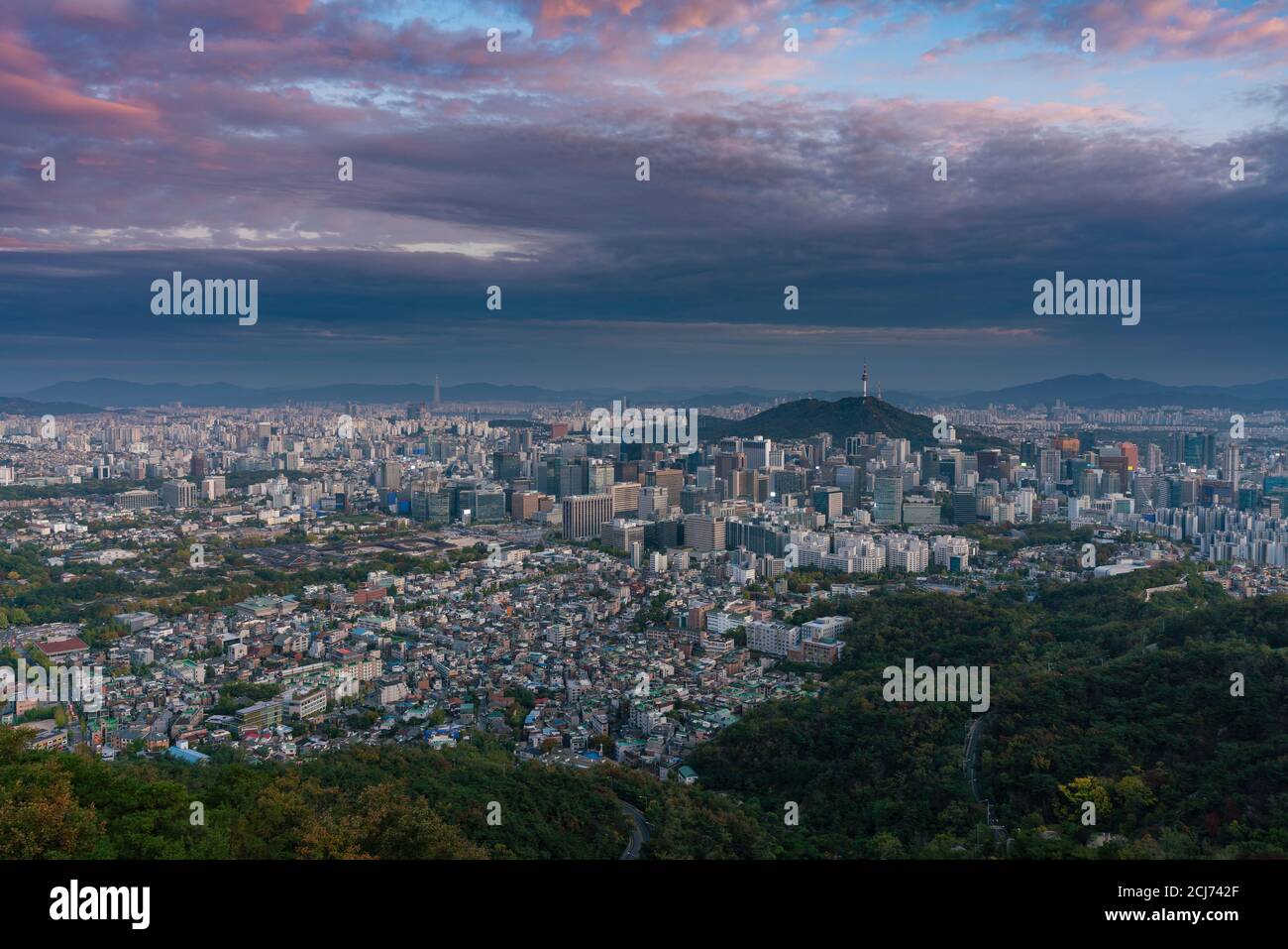 View of Seoul at sunset from Inwangsan Stock Photo - Alamy