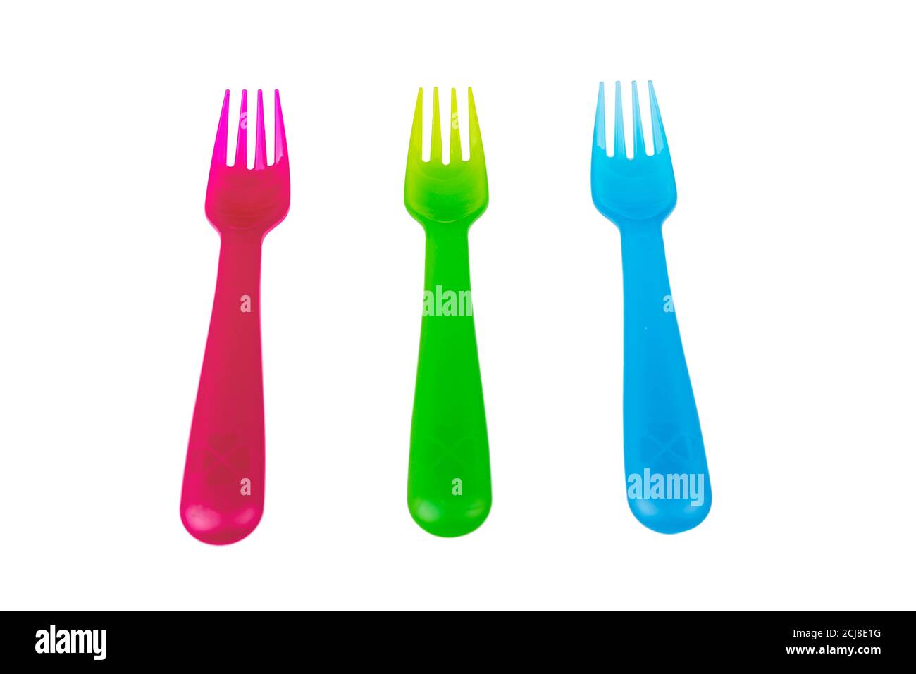 Set of colorful plastic fork isolated over white background Stock Photo ...