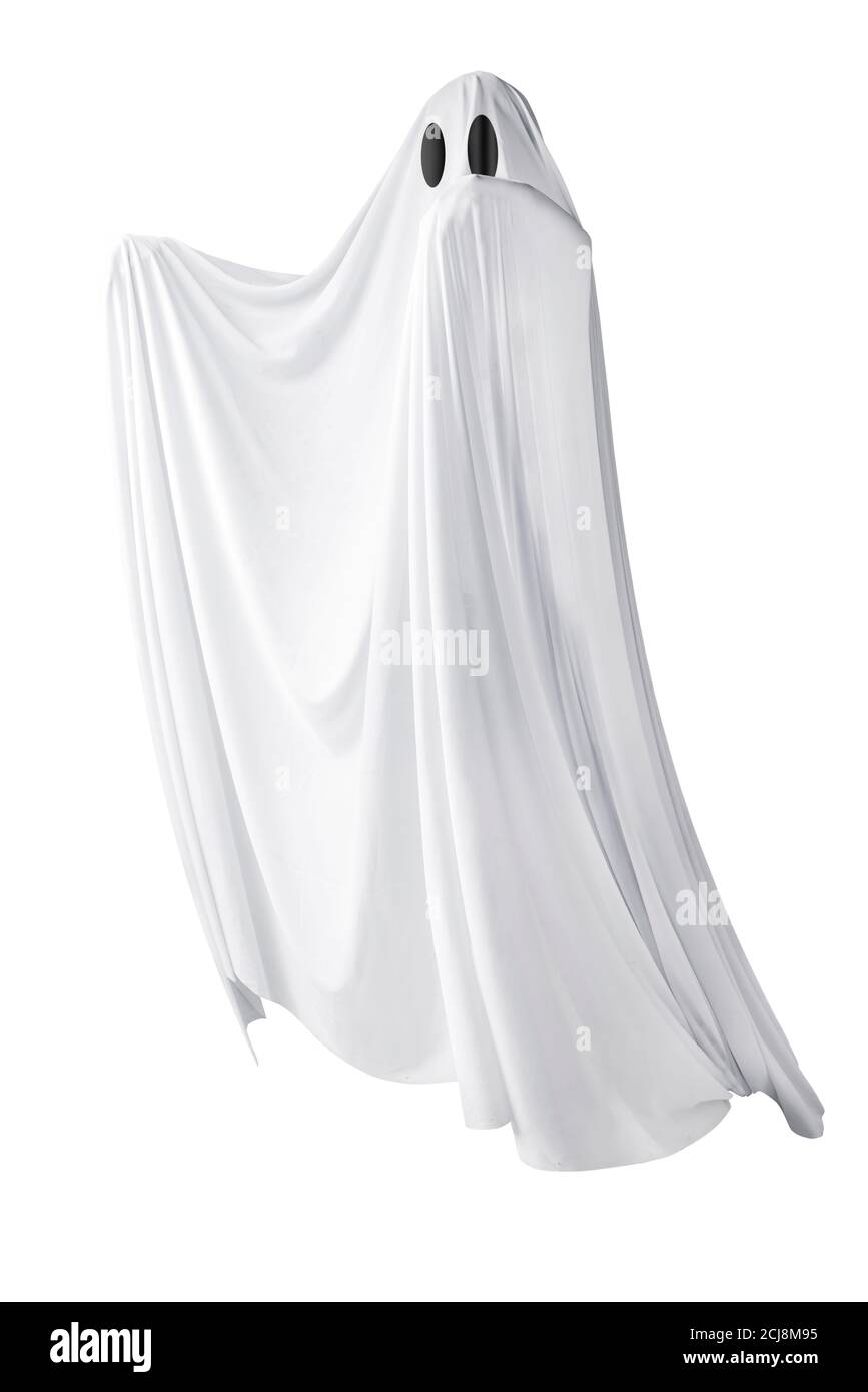 White ghost isolated over white background Stock Photo - Alamy