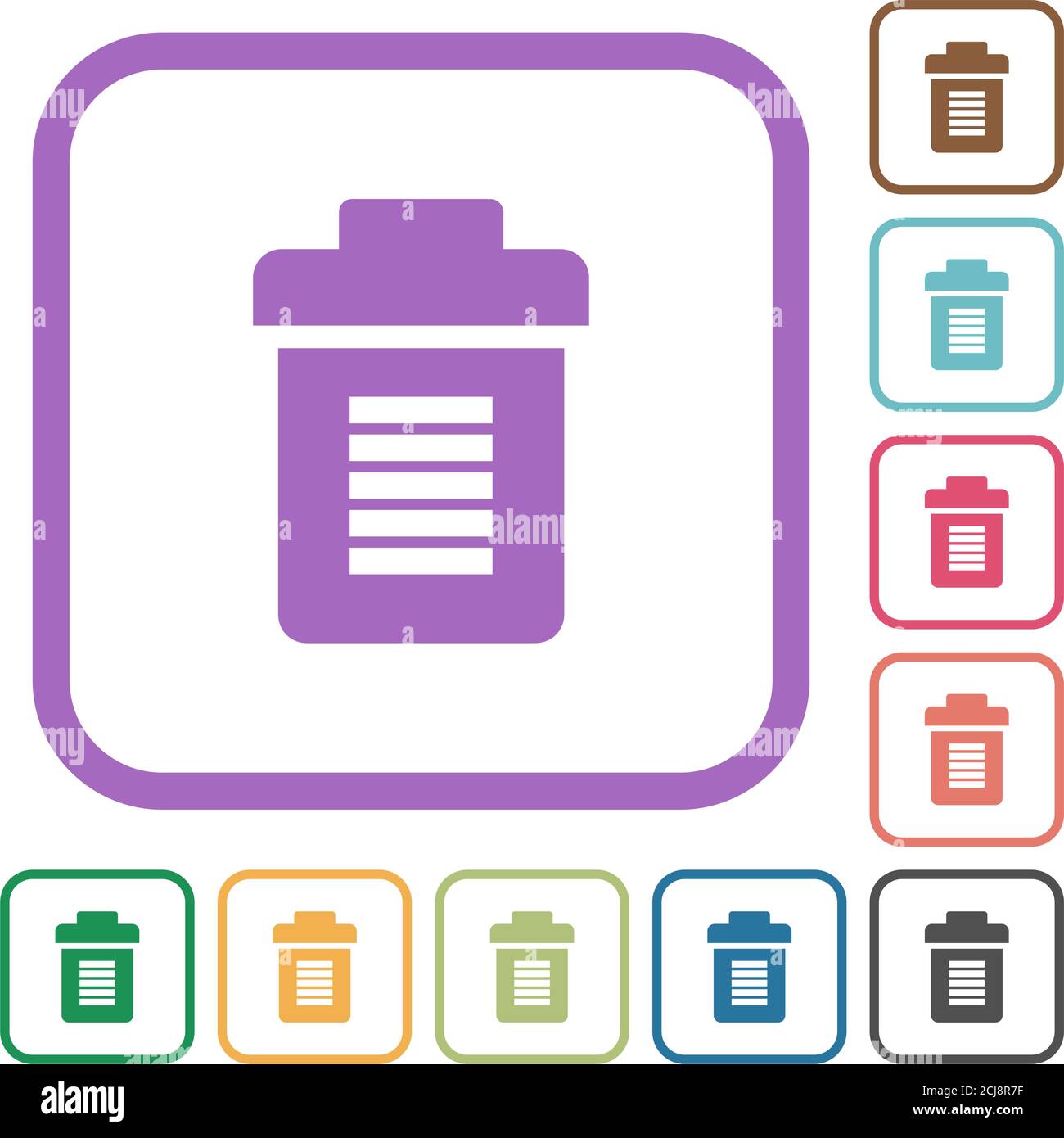 Full trash simple icons in color rounded square frames on white background Stock Vector Image ...