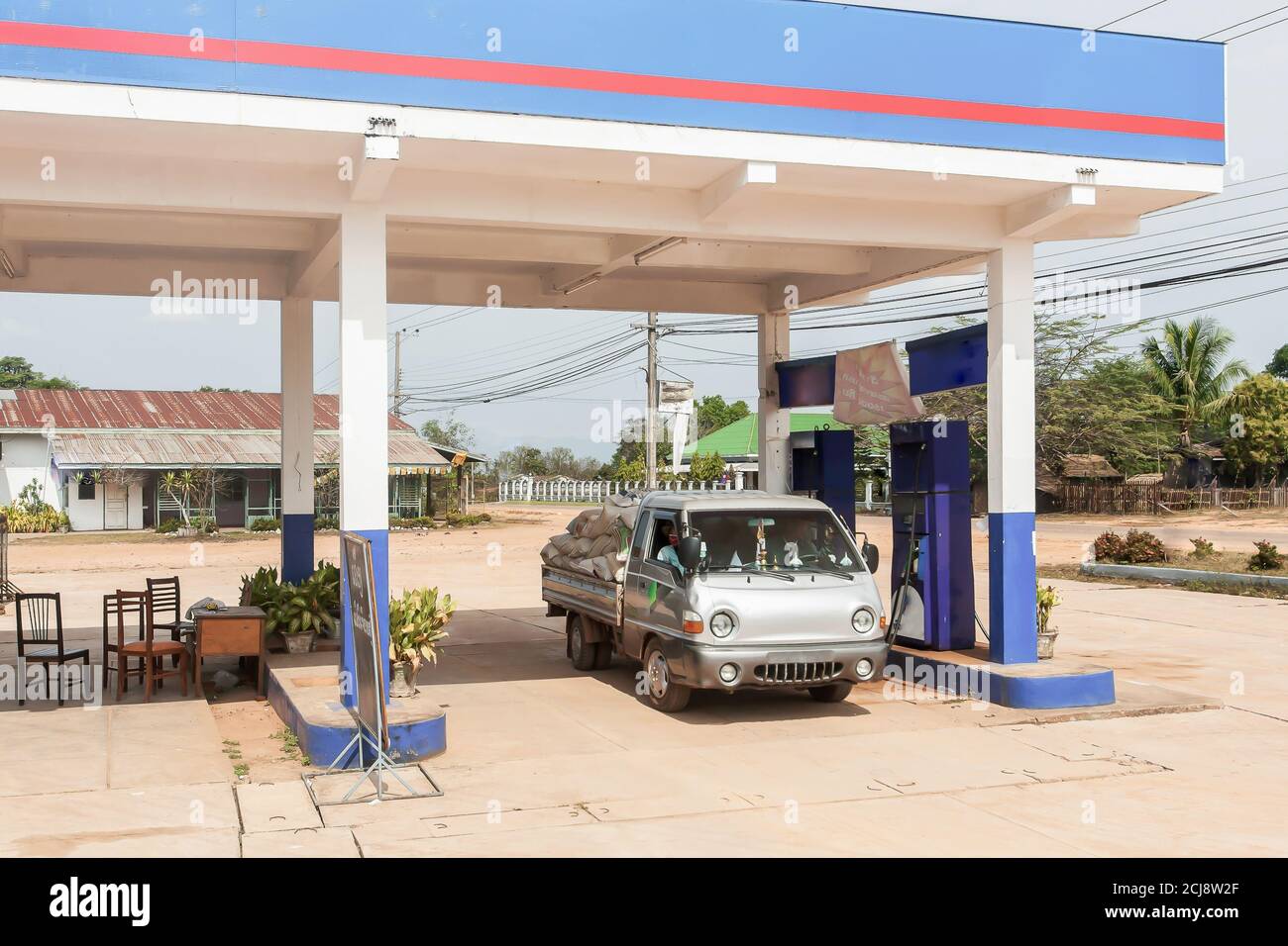 A local gas station in rural North Laos. Energy concept Stock Photo - Alamy