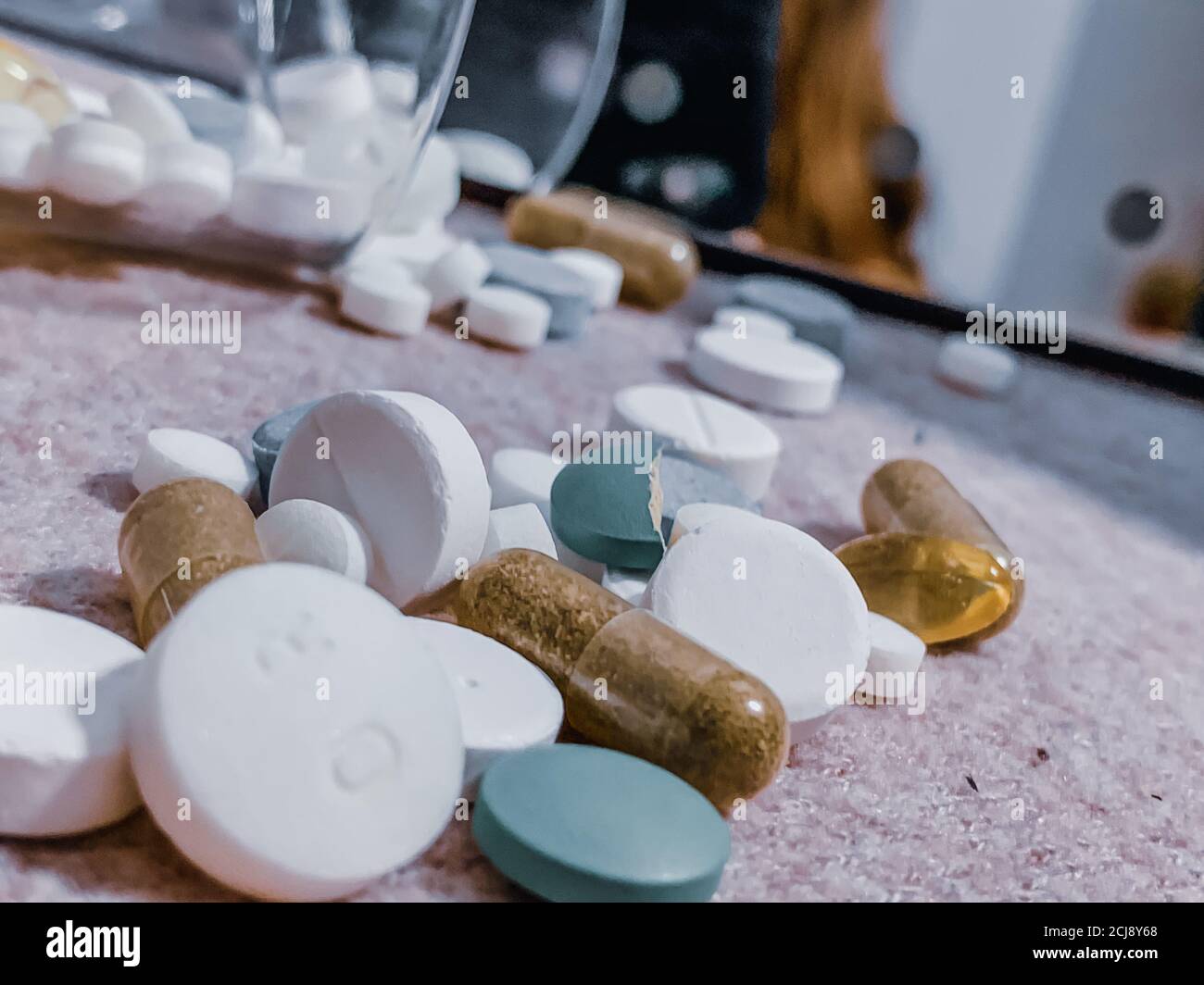 Closeup shot of different colorful pills Stock Photo - Alamy