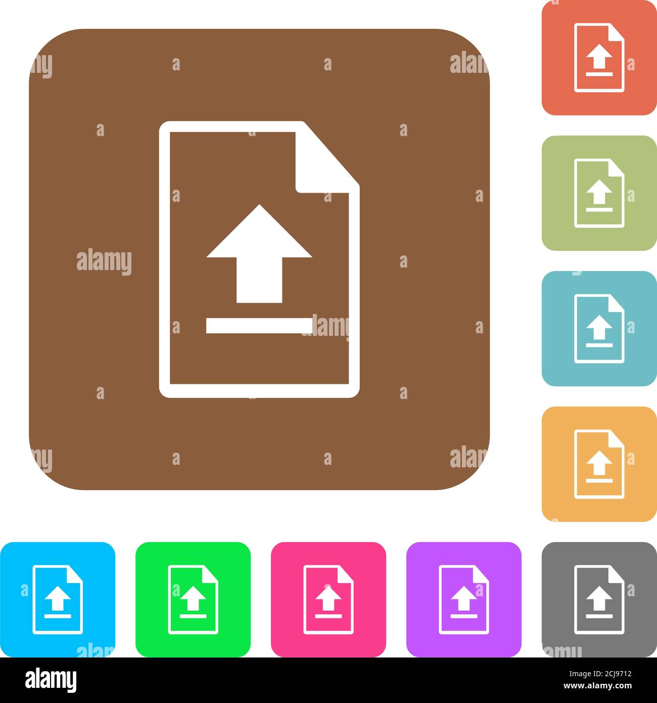 Upload file flat icons on rounded square vivid color backgrounds Stock Vector Image & Art - Alamy