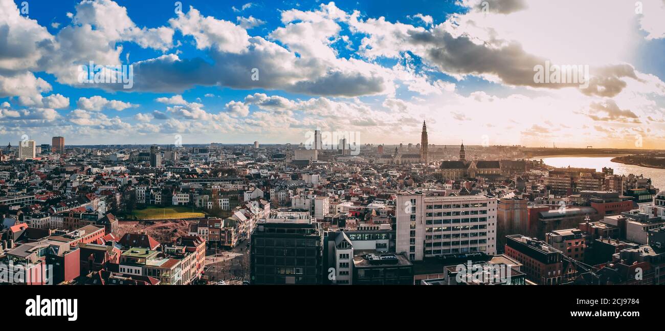 Aerial shot of Antwerp Belgium Stock Photo - Alamy