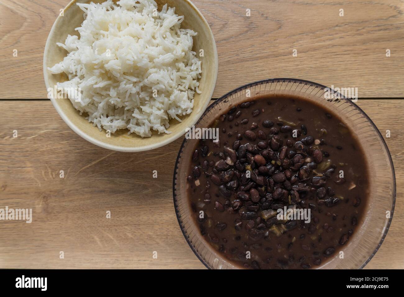Dish of traditional Cuban cuisine with black beans and rice Stock Photo ...