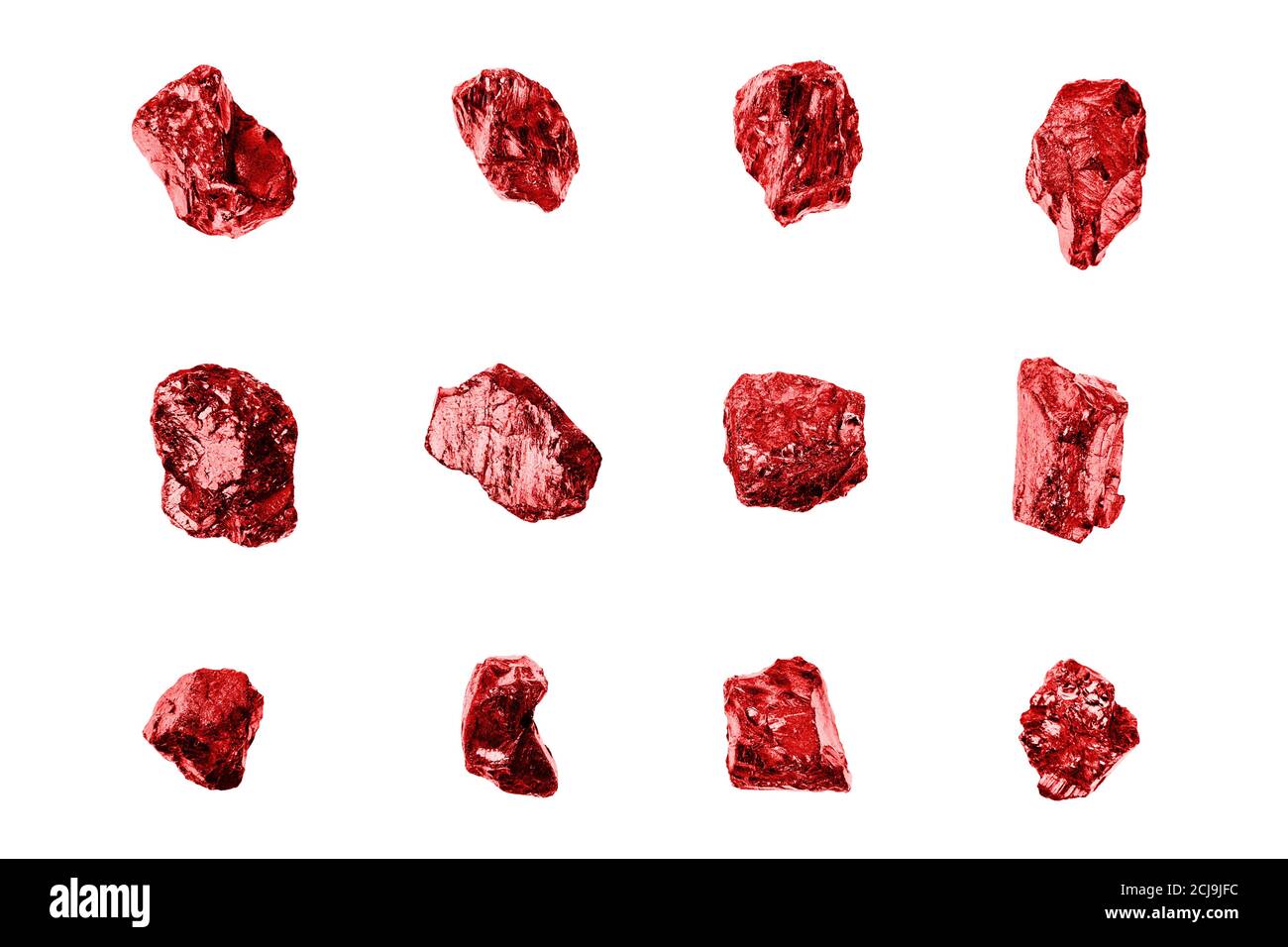 Red gem stones white background isolated closeup, ruby gemstones set ...
