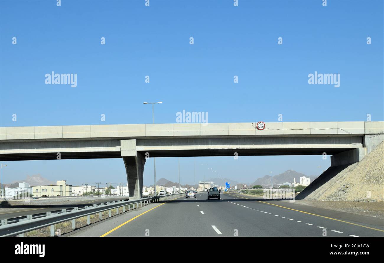 Amazing Oman highway road travel. Muscat, Oman : 16-09-2020 Stock Photo ...