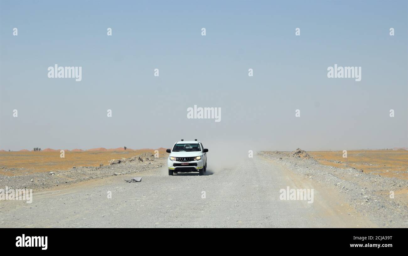 Amazing travel in the desert road in oman. vehicles. Muscat, oman : 16 ...