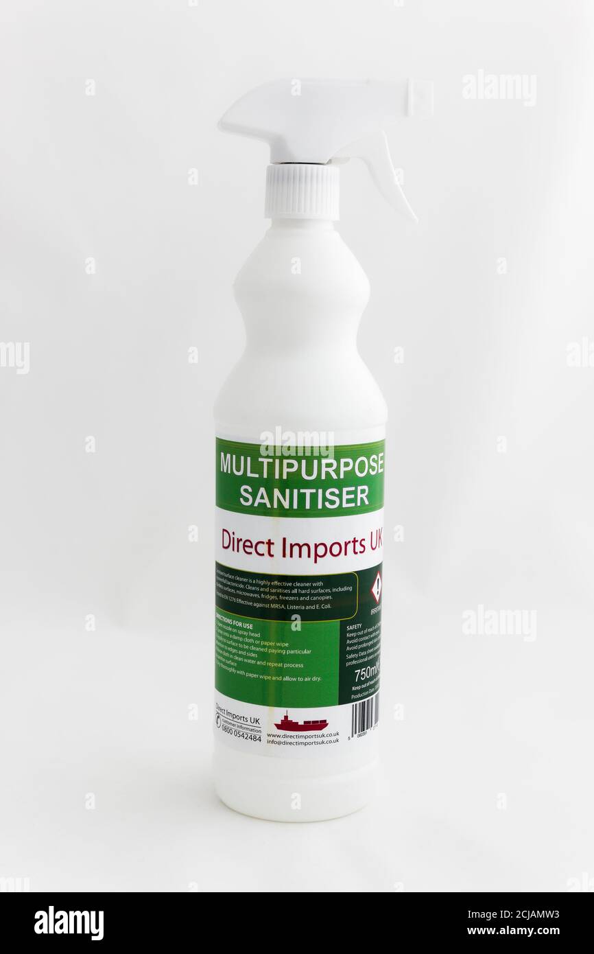 Direct Imports Uk spray bottle of multipurpose sanitiser Stock Photo ...